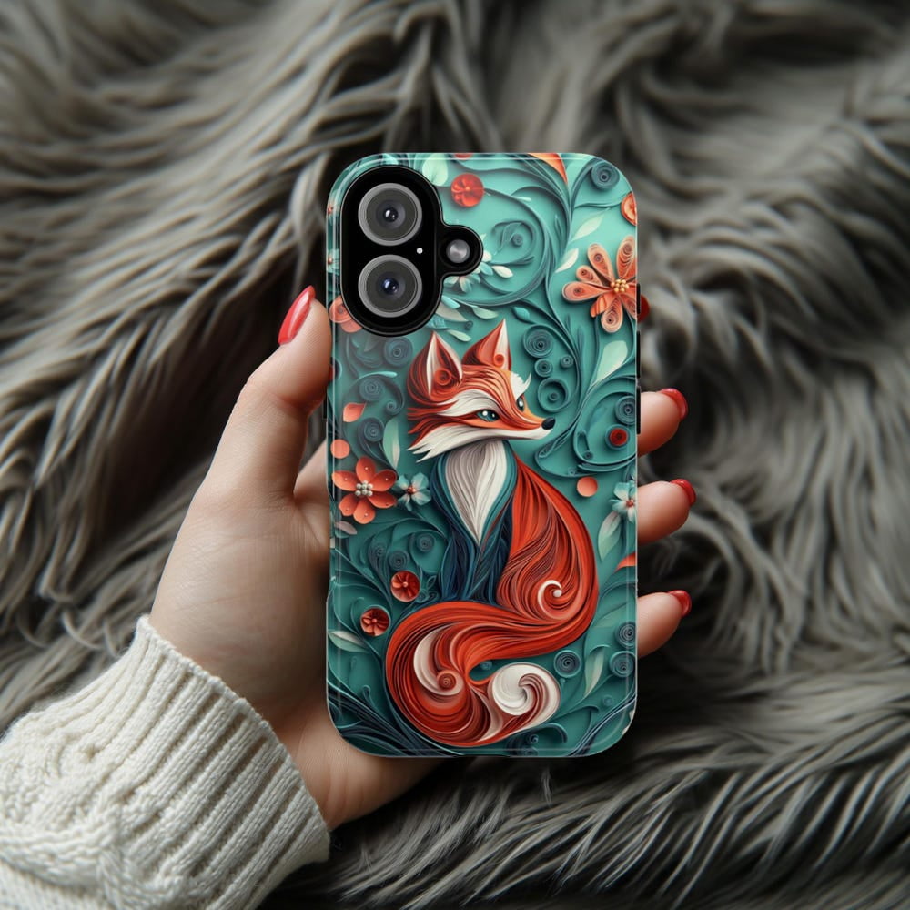 Floral Fox Paper Art Forest Woodland Phone Case with iPhone 17 to 11 ...
