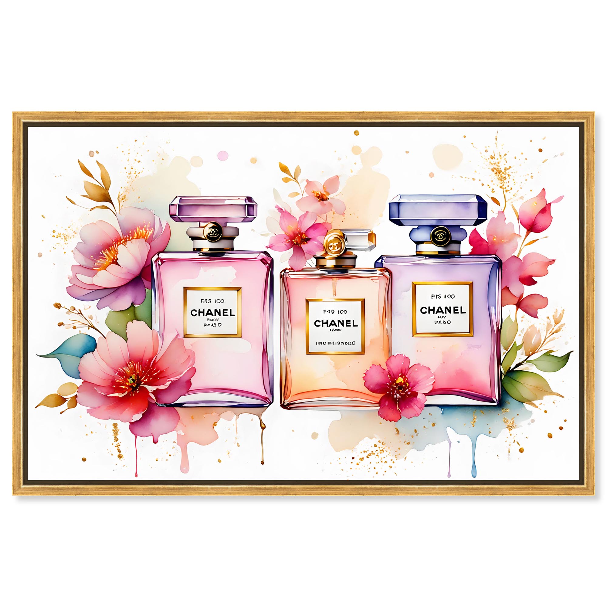 Floral Fragrance Canvas Fashion Art Prints by Art Remedy, Gold Frame ...