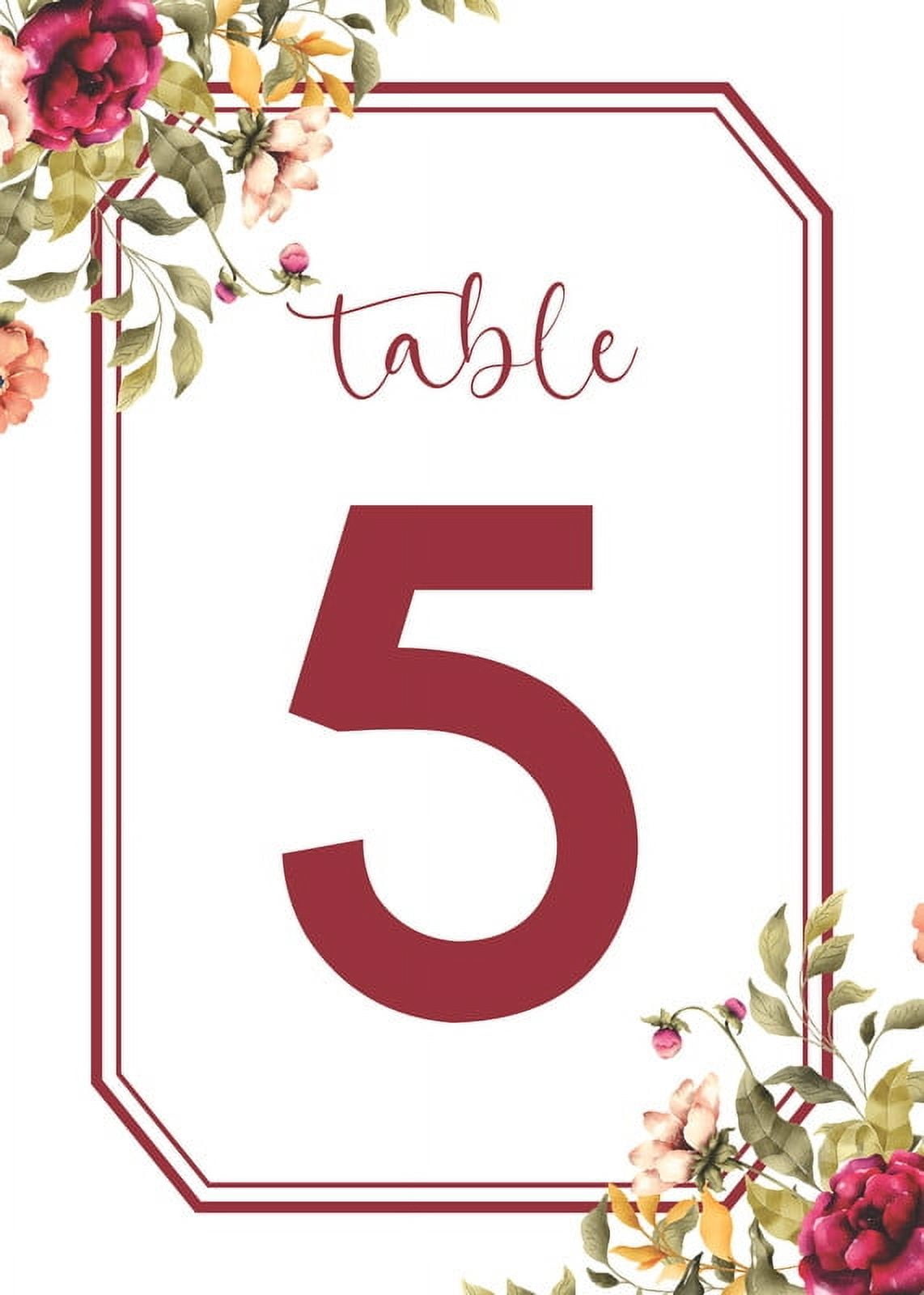 Floral Frame 1-75 Pcs Wedding Table Number Cards With Head Table Double ...