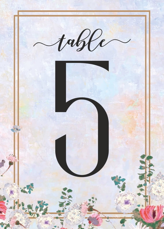 Floral Frame Design Table Number Cards Double Sided Party Table Numbers ...