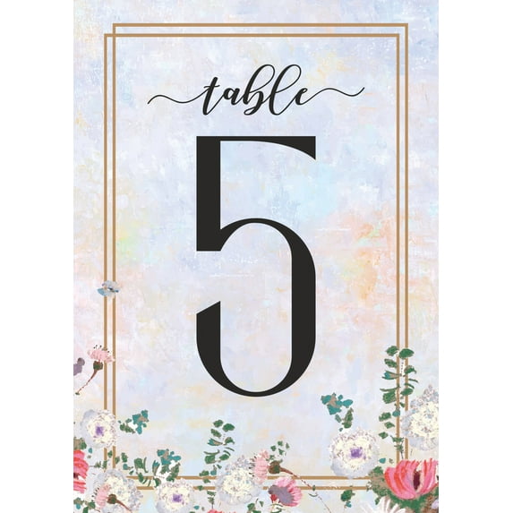 Floral Frame Design Table Number Cards Double Sided Party Table Numbers ...