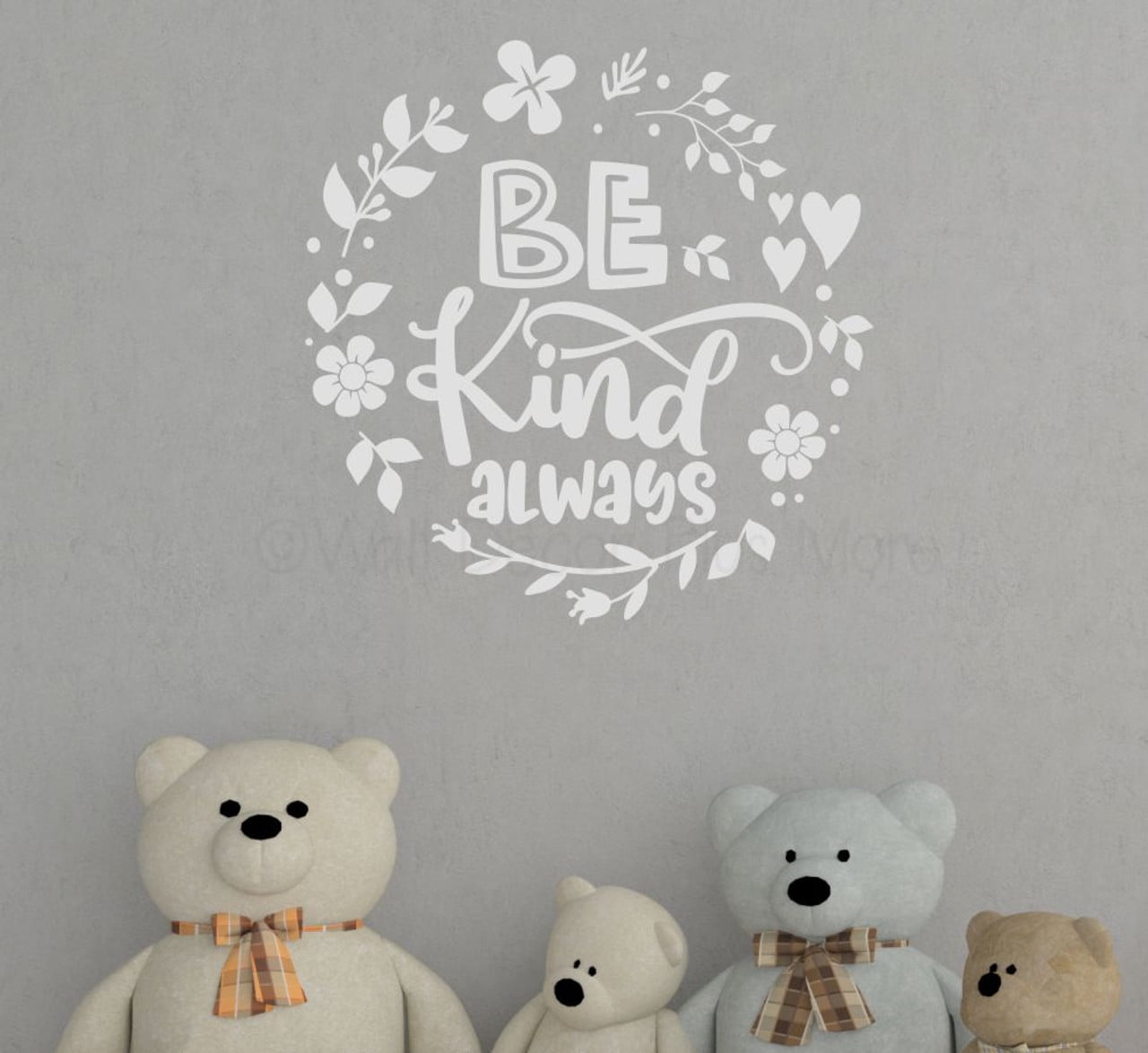 Floral Framed Circle Be Kind Always Quote Decals for Wall - Die-Cut ...