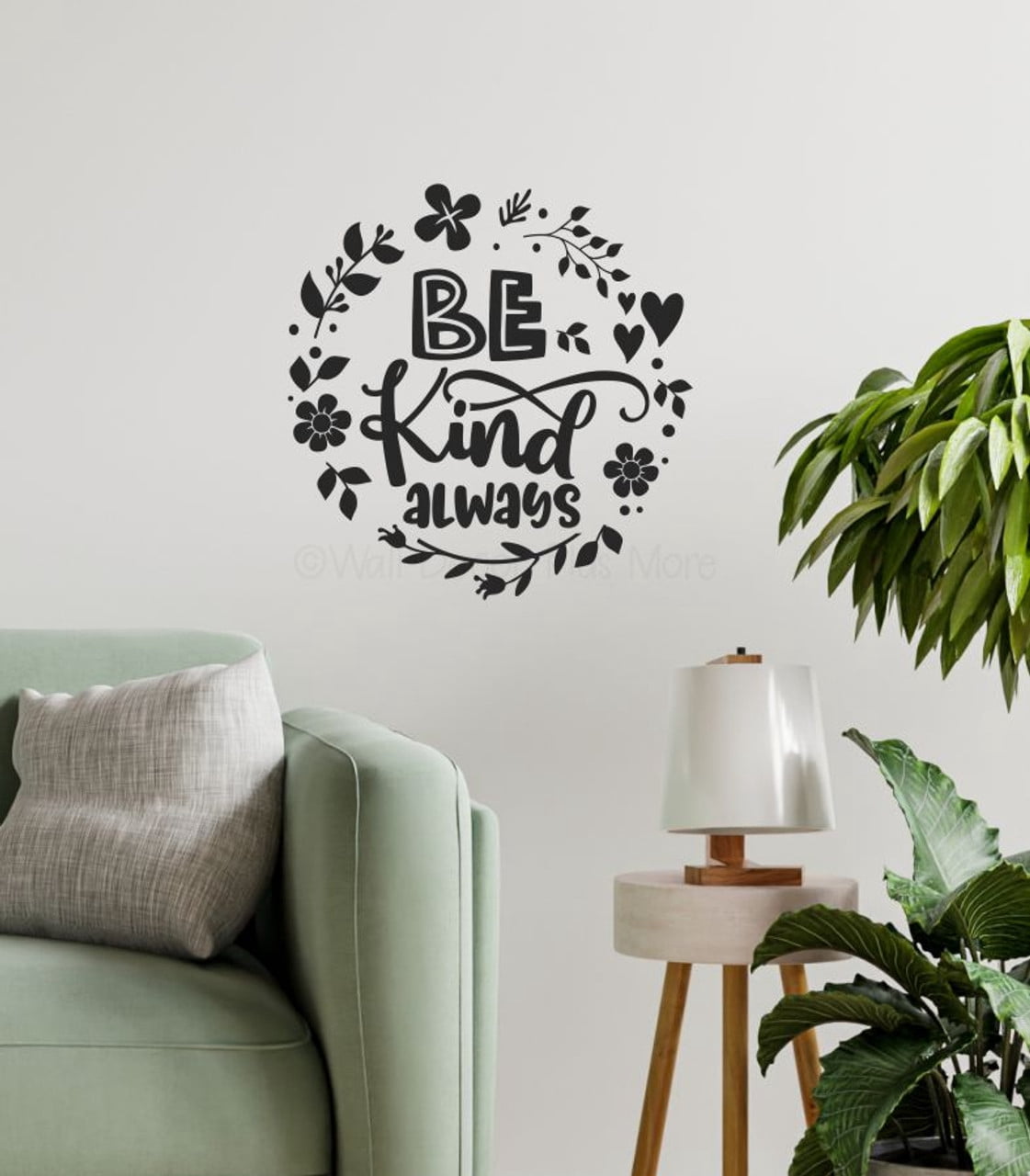 Floral Framed Circle Be Kind Always Quote Decals for Wall - Die-Cut ...