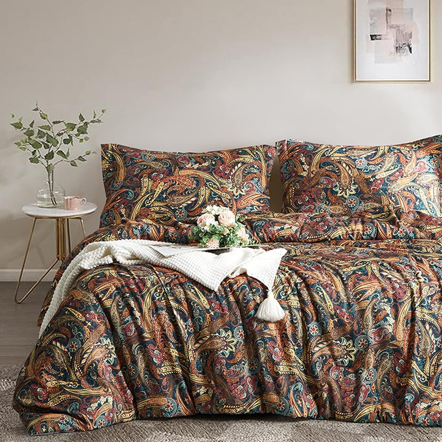 Floral Full Size Comforter Set for Full Bed Farmhouse Boho Bedding ...