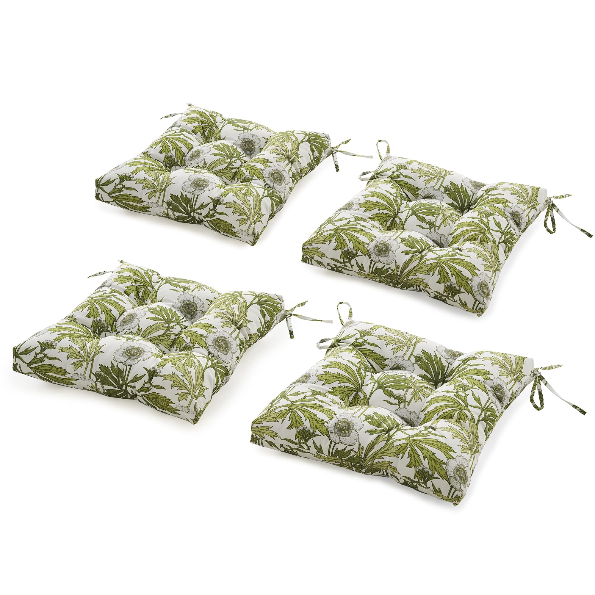 Floral Furniture Cushions Set of 4, 19x19x4 Inch Tufted Square Outdoor ...