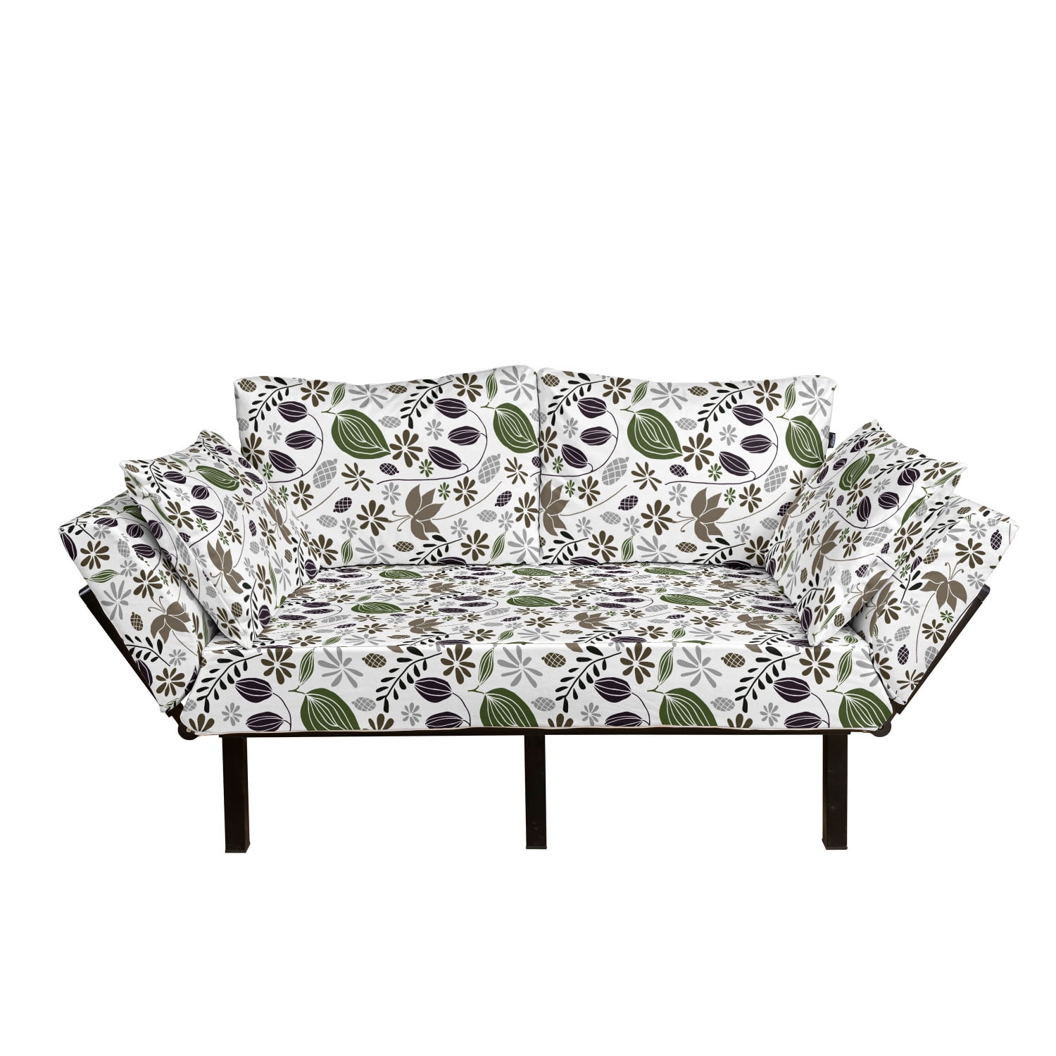 Floral Futon Couch, Botanical Petals Field Foliage Branches Flowers ...