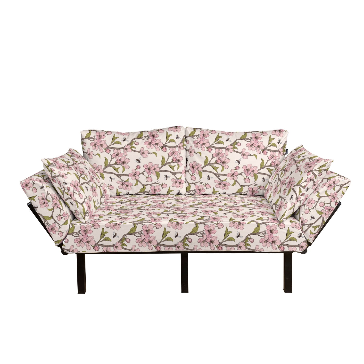 Floral Futon Couch, Cherry Blossom Tree Branches Spring Growth of ...