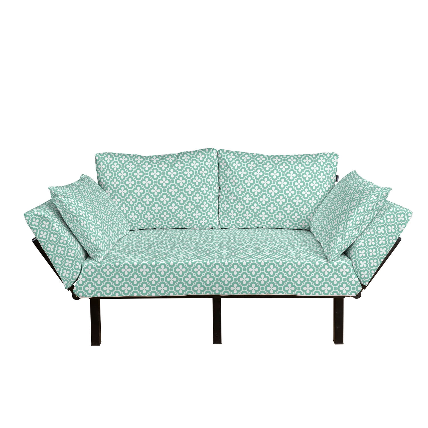 Floral Futon Couch, Clover Floral Shamrock Pattern Ornament Shabby Form ...