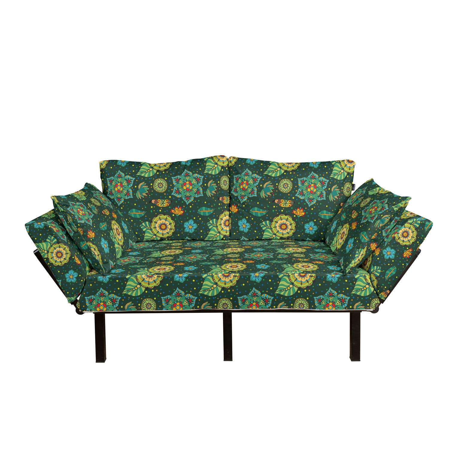 Ambesonne Modern Metal Frame Floral Futon 70.87" x 32.28" x 32.28 ...