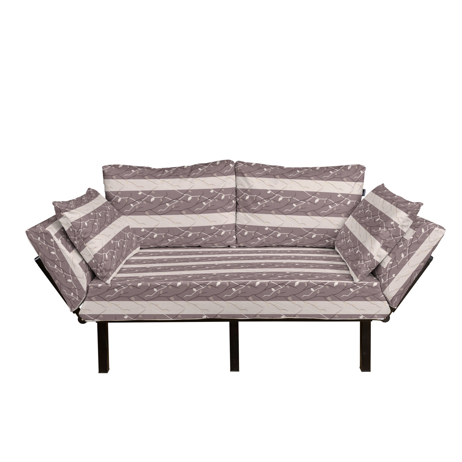 Floral Futon Couch, Earthen Toned Leafless Autumn Inspired Trees Season ...