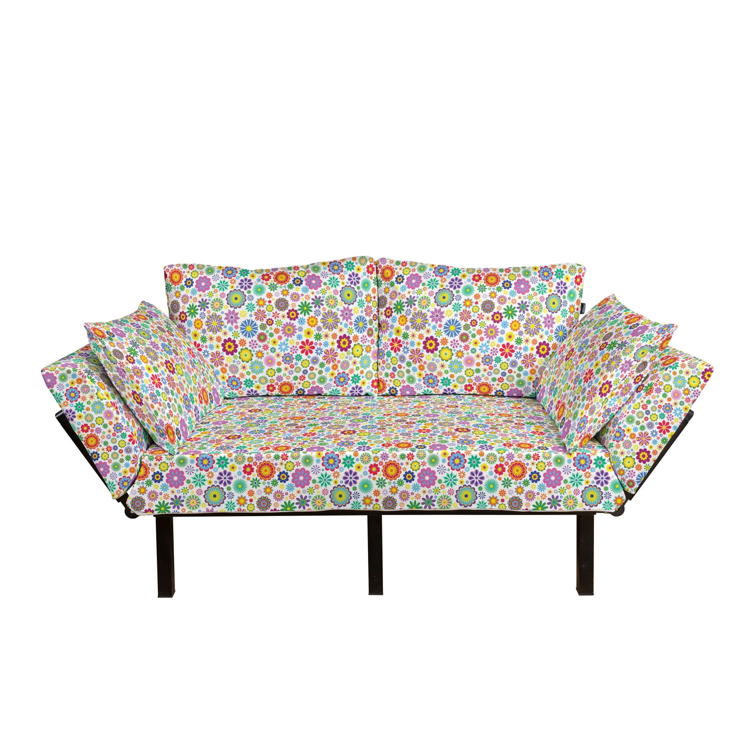 Floral Futon Couch, Flowers Peace Hippie Style Flourishing Blooms ...