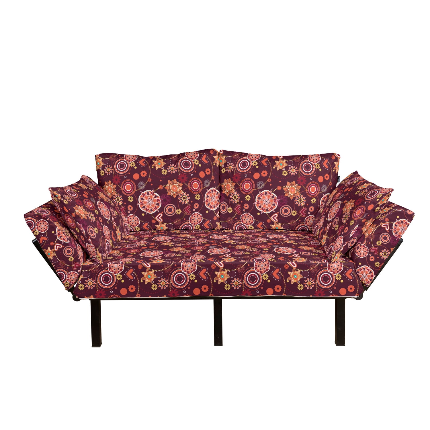 Floral Futon Couch, Vintage Rich Foliage Pattern Ornamental Spring ...