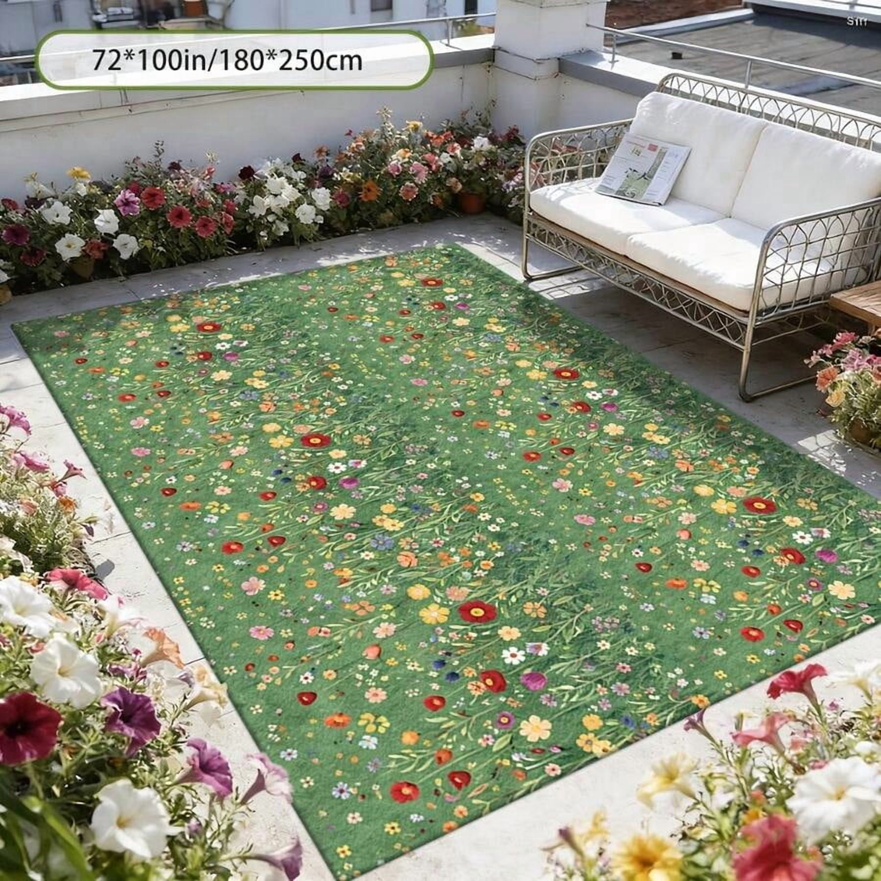 Floral Garden Outdoor Area Rug, 16*24inch/40*60cm, Multicolor Green ...