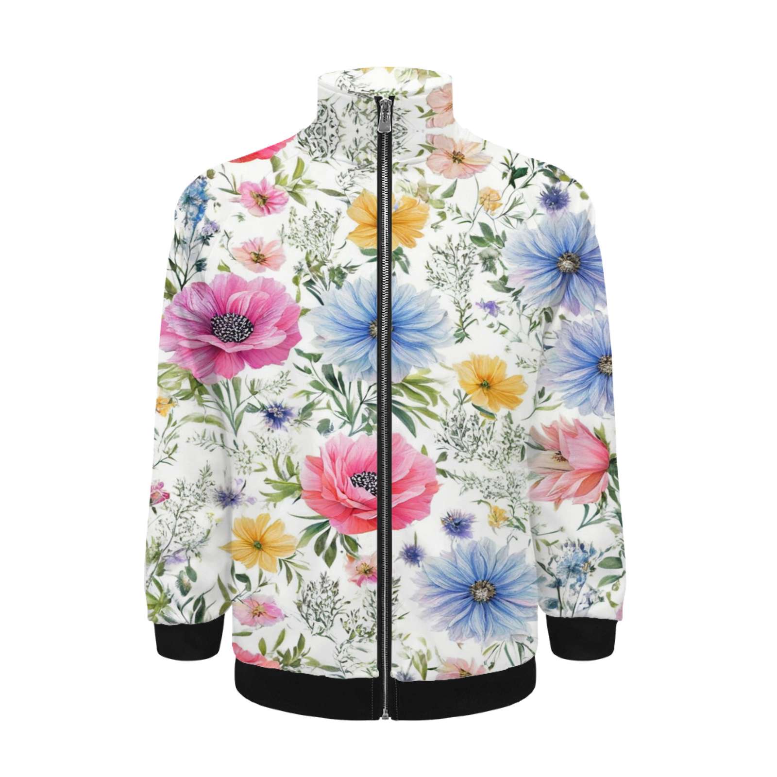Floral Garden Print Jacket Men's Street Cool Long Sleeves Coat ...