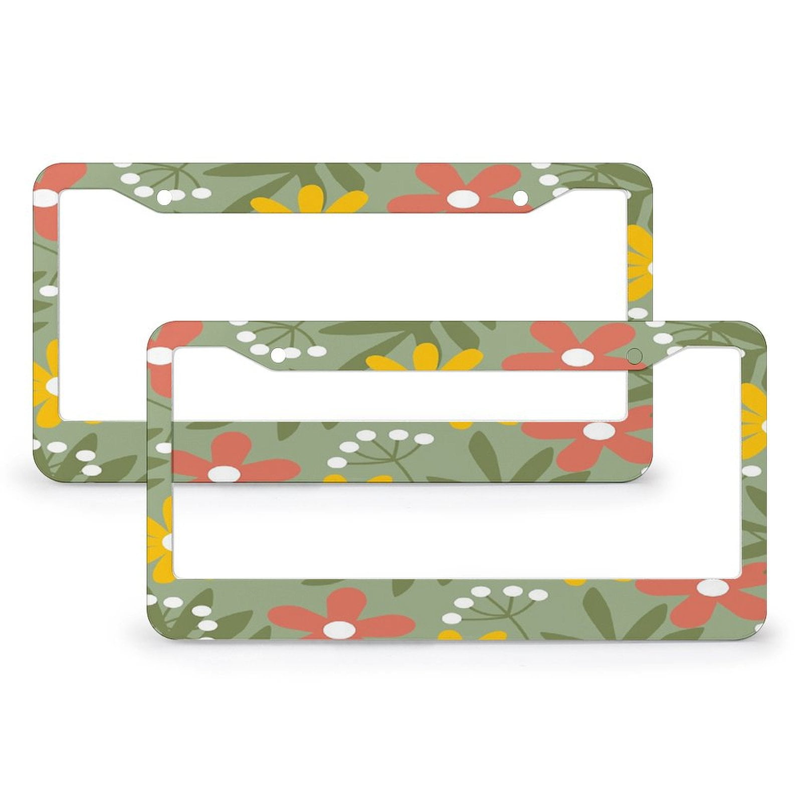 Floral Garden With Sage Green Background License Plate Frame Holder - 2 ...