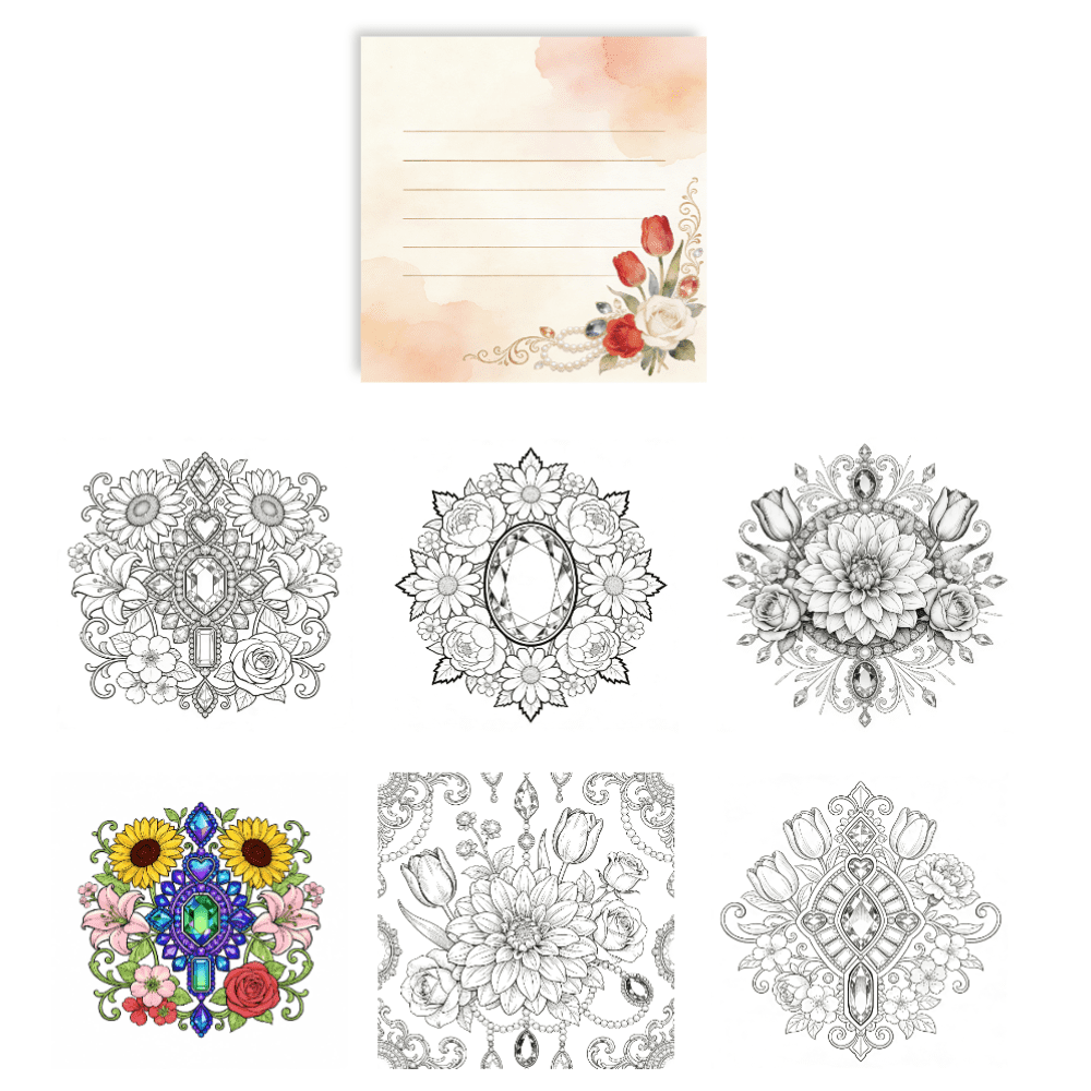 Floral Gemstone Mindfulness Sticky Notes - 100 Pcs Double-Sided ...