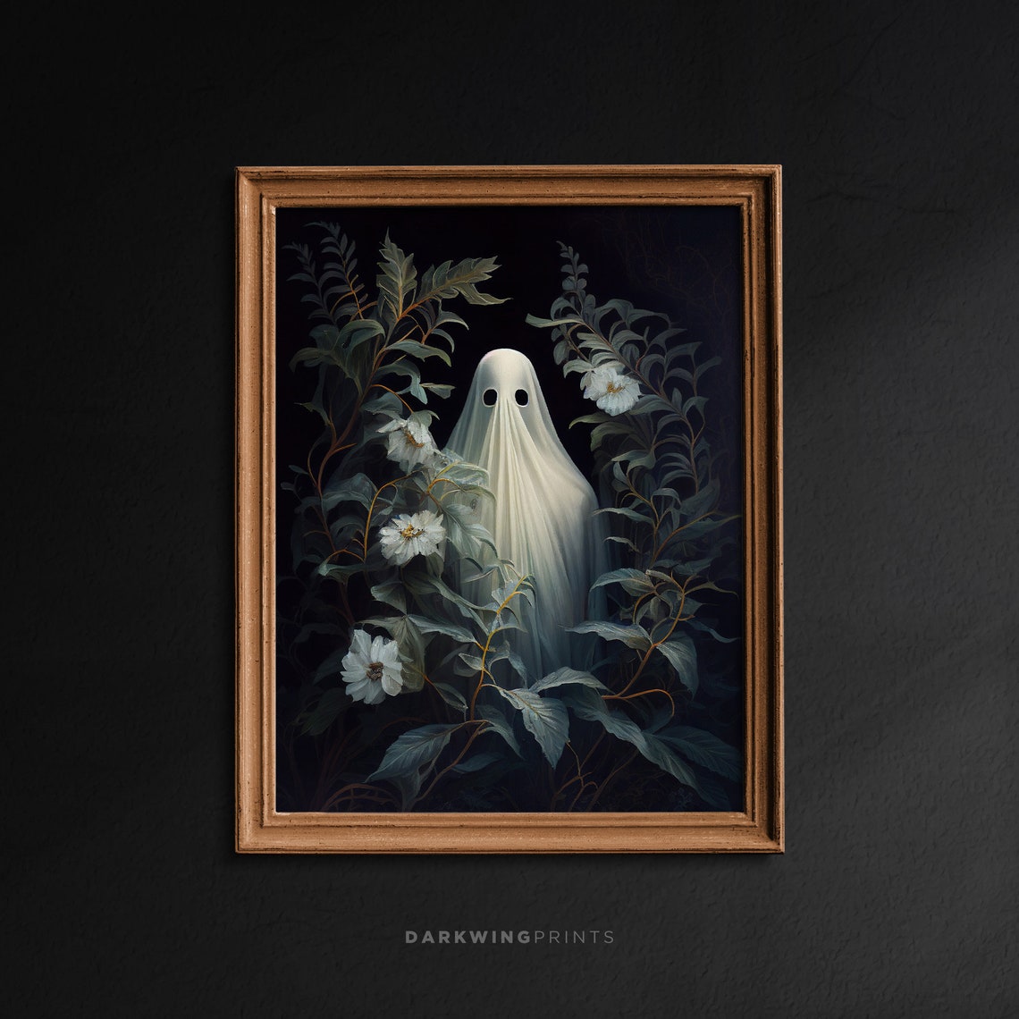 Floral Ghost Wall Art, Antique, Spooky Decor, Dark Academia, Botanical ...