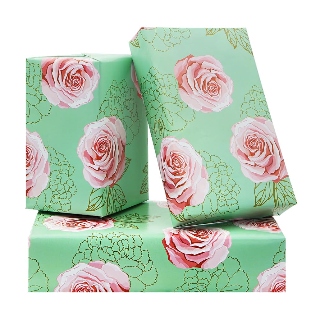 Floral Gift Wrapping FEV6 Paper, Flower Wrapping Paper for Girls Lady ...