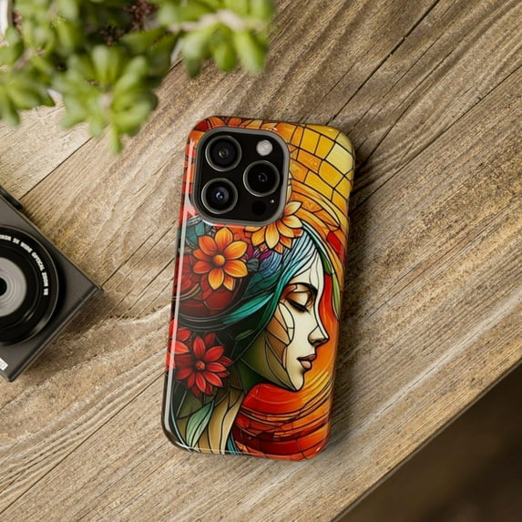 Floral Goddess Glass Elegant Vibrant Bloom Phone Case with iPhone 17 to ...