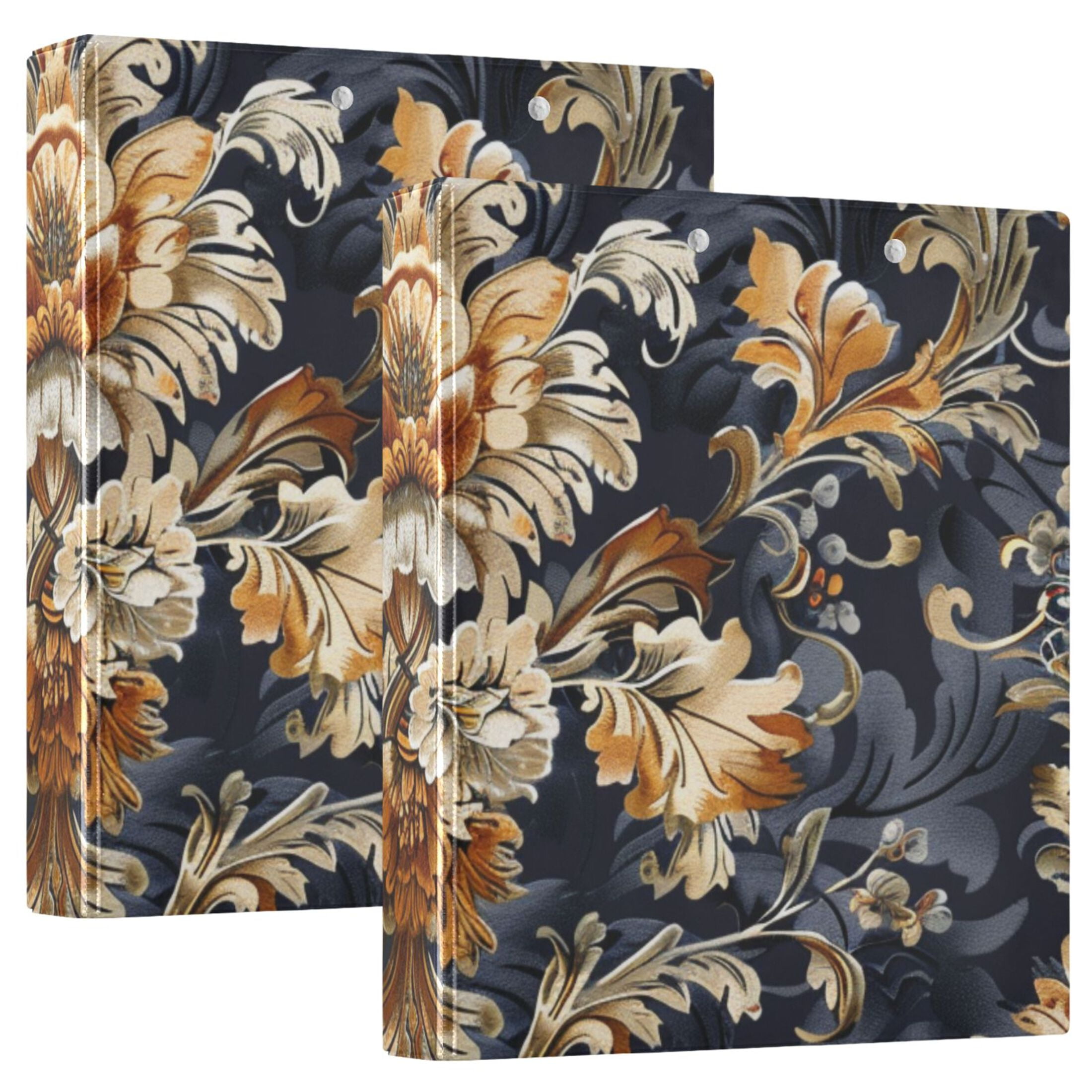 Floral Gold 3 Ring Binders 1.5 inch Hardcover File Folders with ...