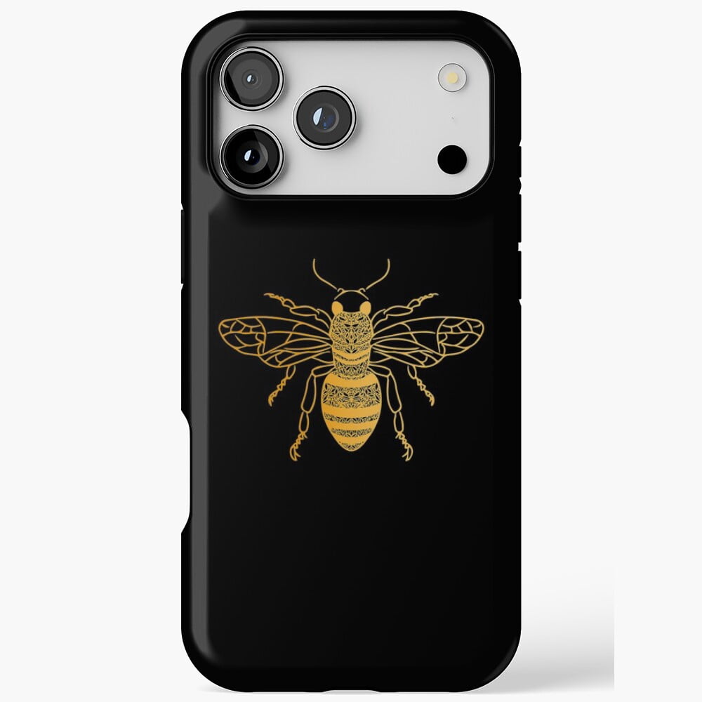 Floral Golden Honey Bee Nature Art iPhone Case 17 to 11 Pro Max ...
