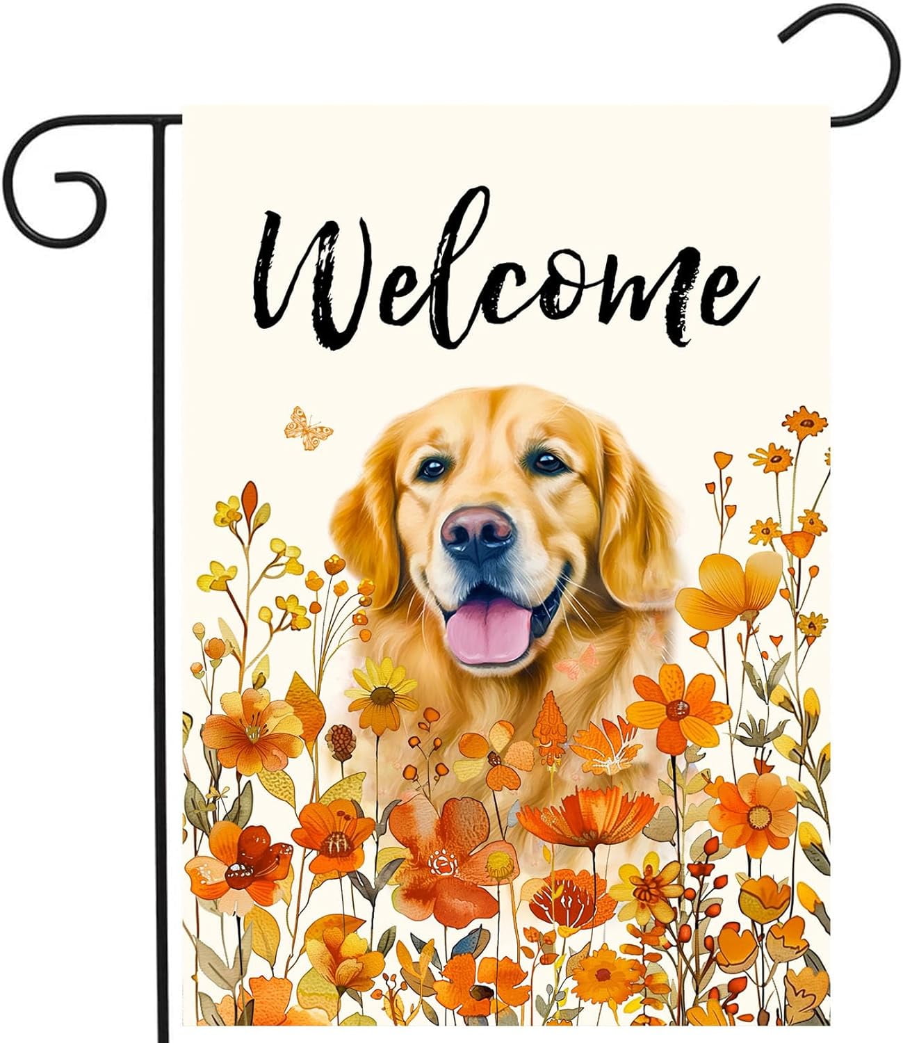 Floral Golden Retriever Garden Flag Fall Yard Flag Wildflower Dog ...