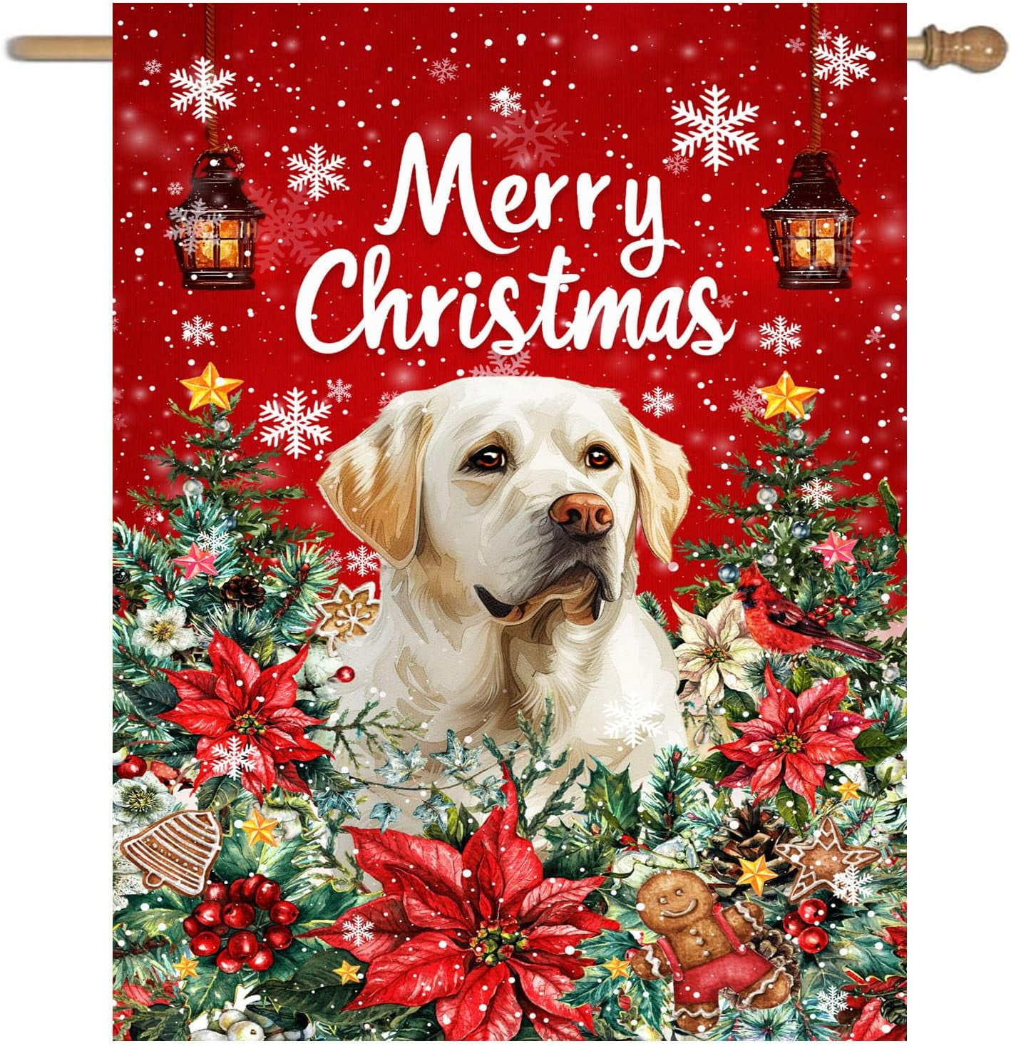 Floral Golden Retriever Garden Flag Spring Summer House Flags Double ...