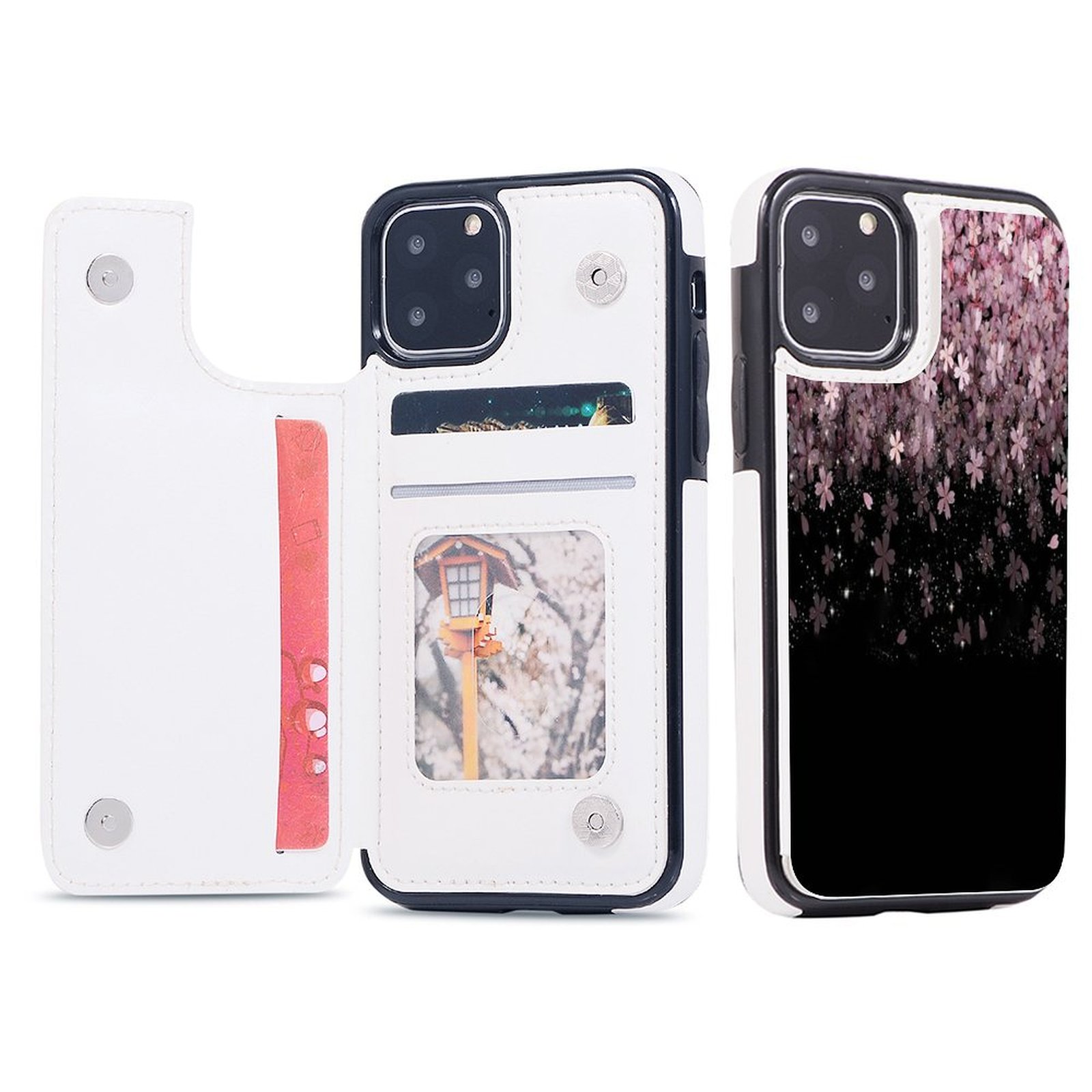 Floral Gradients Leather Wallet Case for iPhone 16 15 14 13 12 11 Pro ...