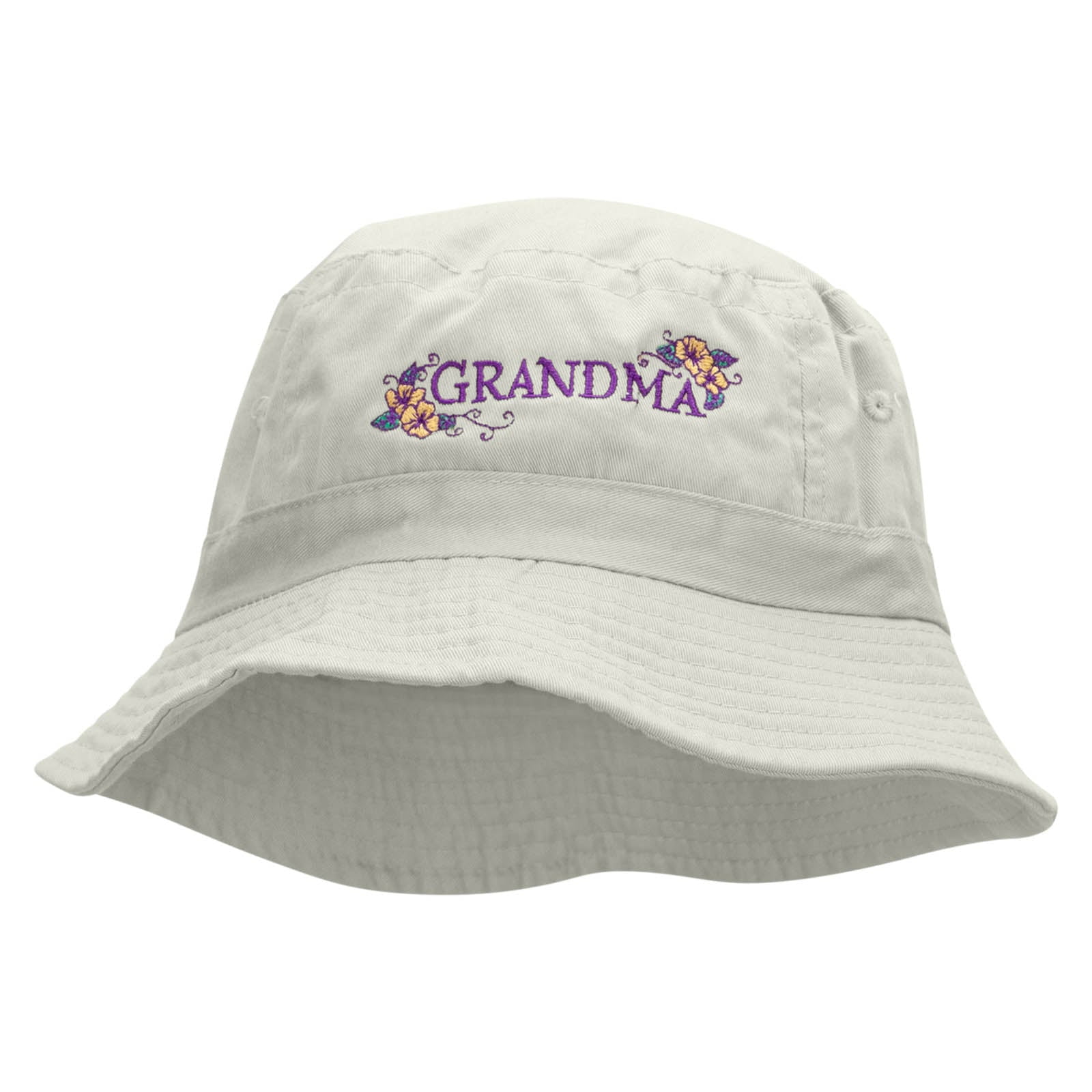 Floral Grandma Embroidered Bucket Hat - White OSFM - Walmart.com