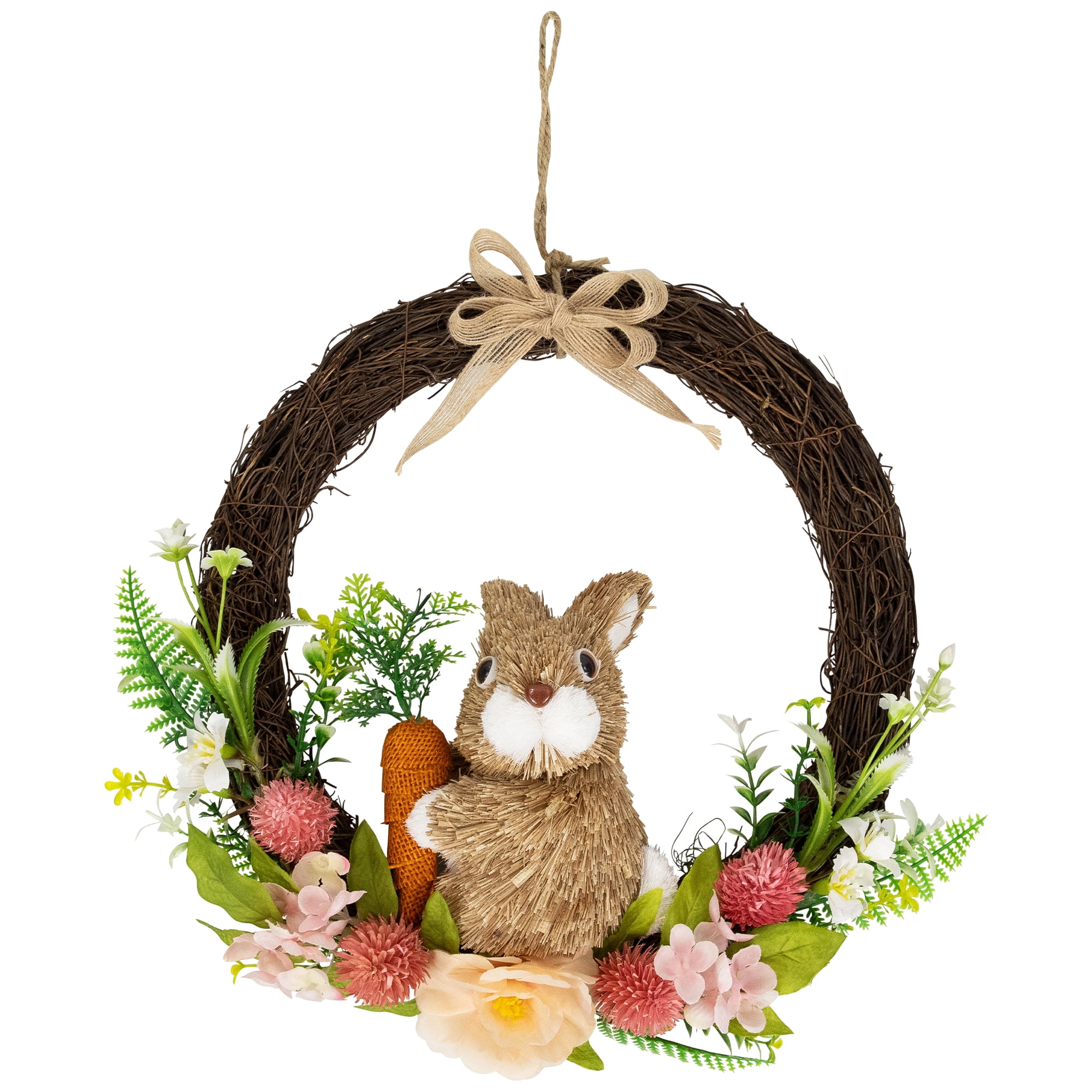 Northlight Floral Grapevine Spring Easter Wreath with Rabbit - 12 ...