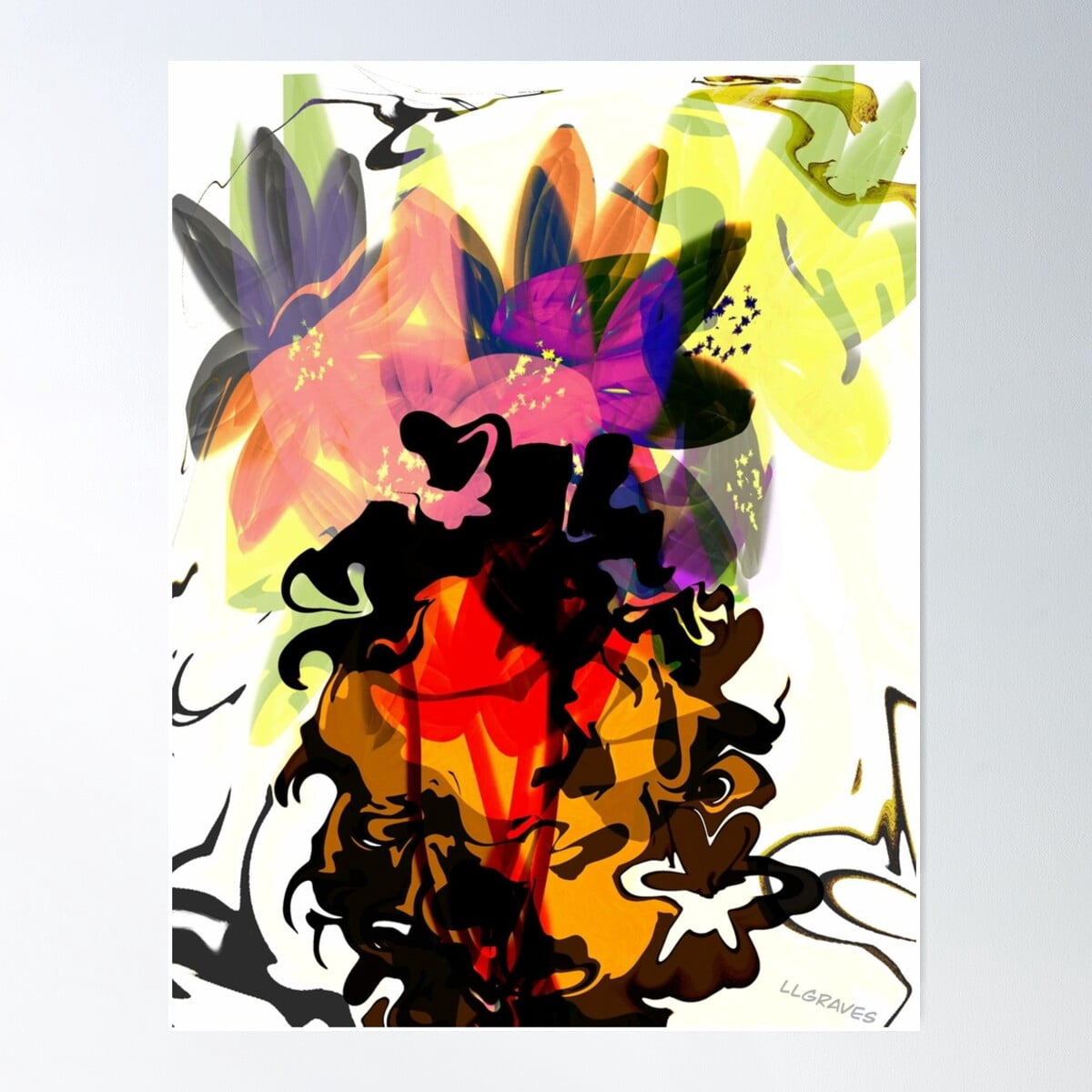 Floral Graveyard Poster Wall Art, Modern Wall Decor For Living Room ...