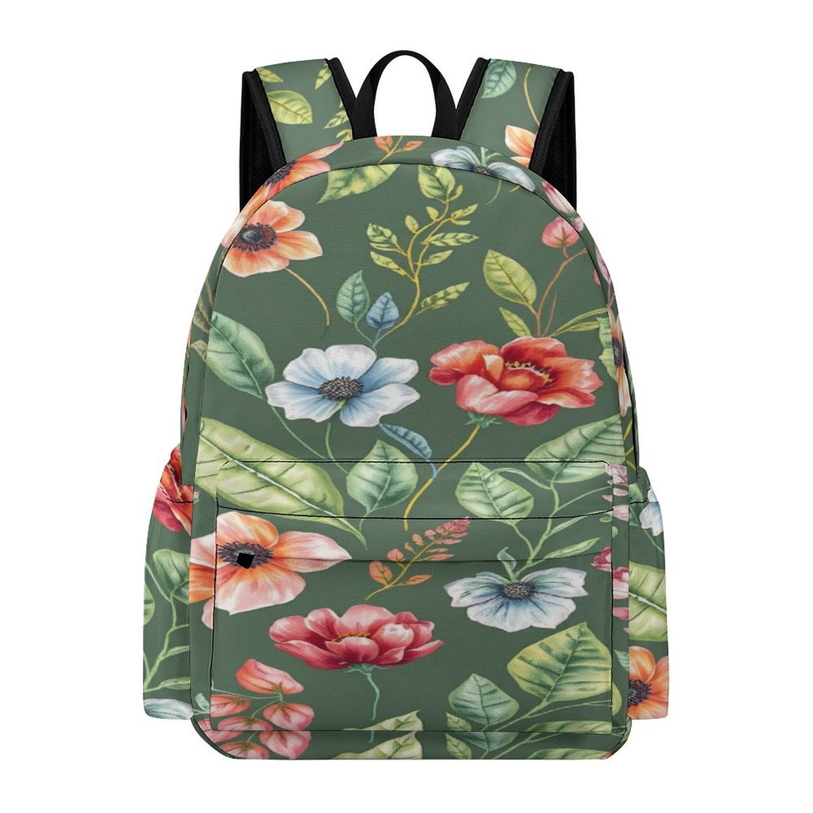 Floral Green Pattern Backpacks Teenager Bookbag Casual Students School ...