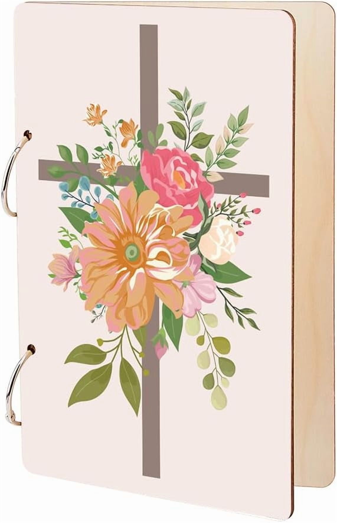 Floral Greeting Card Holder Organizer Flowers Wooden Card Keeper Binder ...