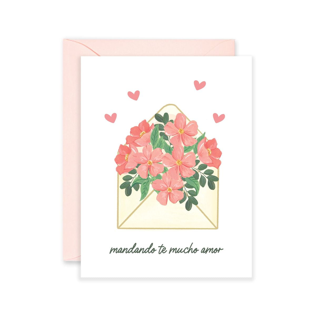 Floral Greeting Card with Envelope – "Mandando Te Mucho Amor" – Blank ...