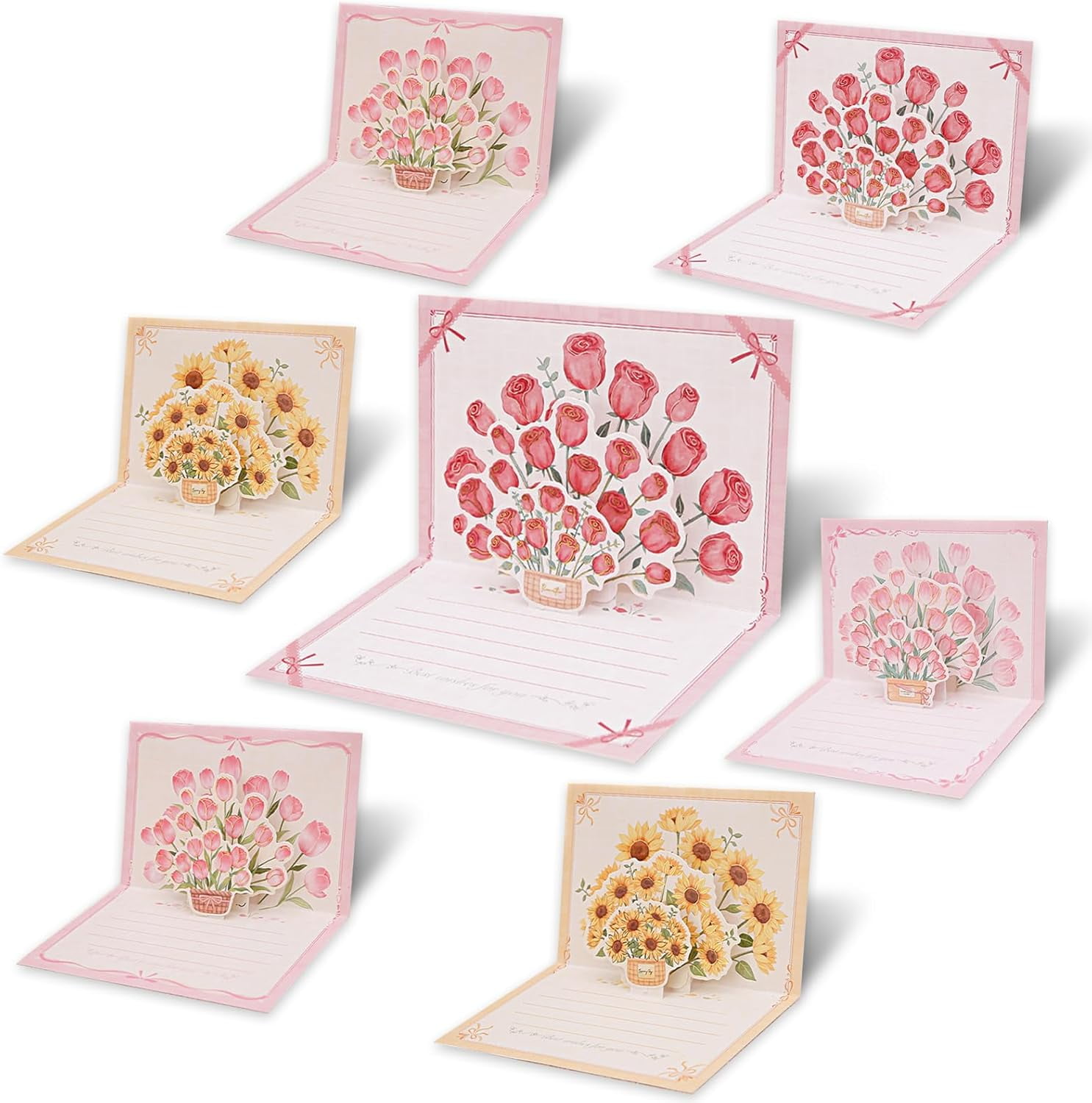 Floral Greeting Cards, 3D Paper Flower Pop Up Cards, Set of 8 DIY Pop ...
