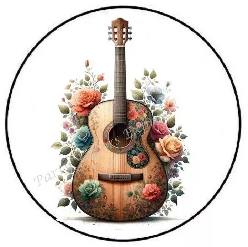 Floral Guitar Stickers Party Favors Phone Decal Water Bottle Stickers ...