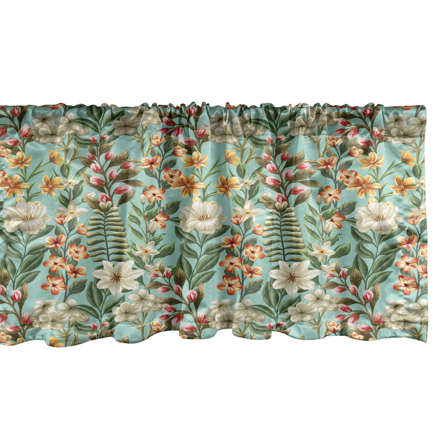 Floral Hawaiian Window Valance Pack of 2, Exotic Botanical Garden ...