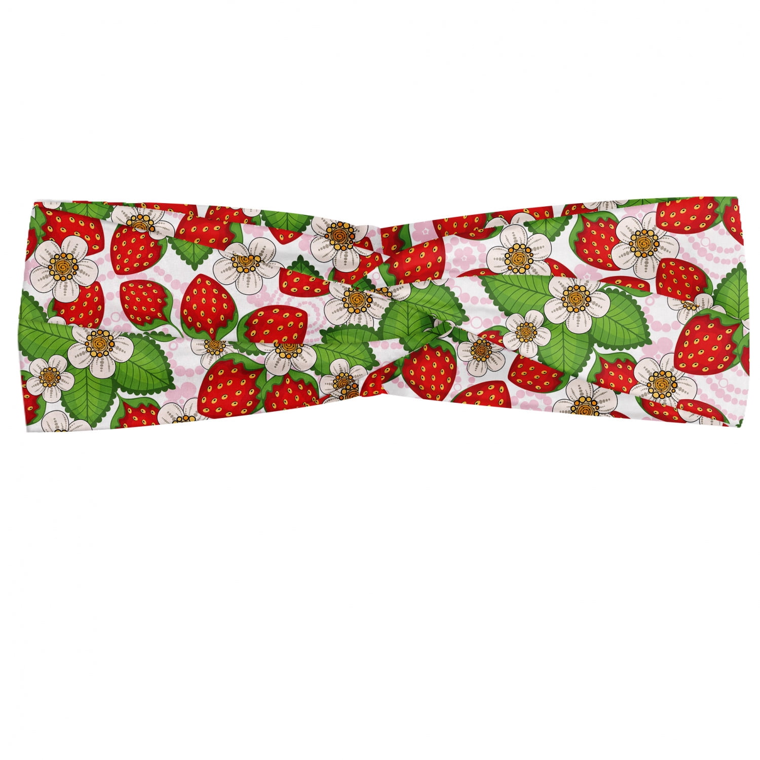 Floral Headband, Strawberries with Flowers and Leaves Summer Season ...