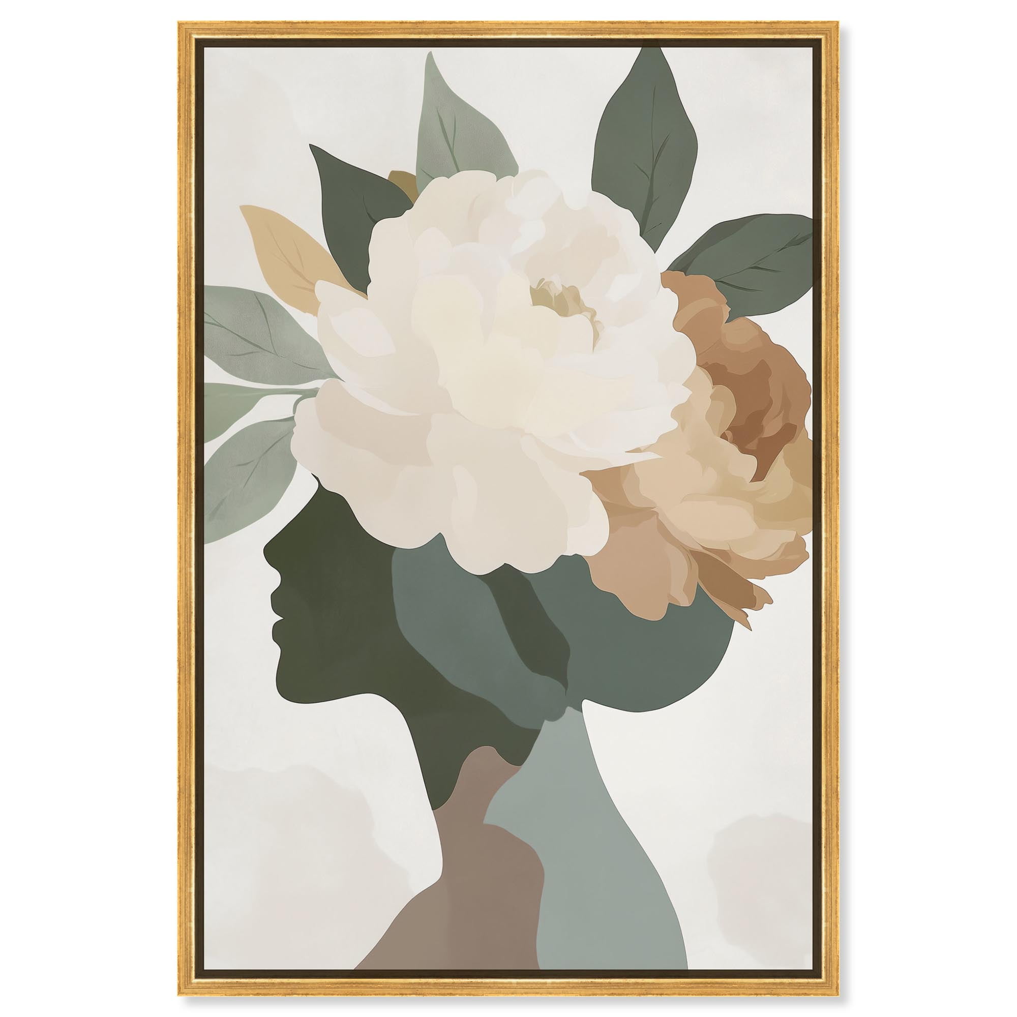 Floral Headpiece I Canvas Elegant Floral Art by Art Remedy, Gold Frame ...