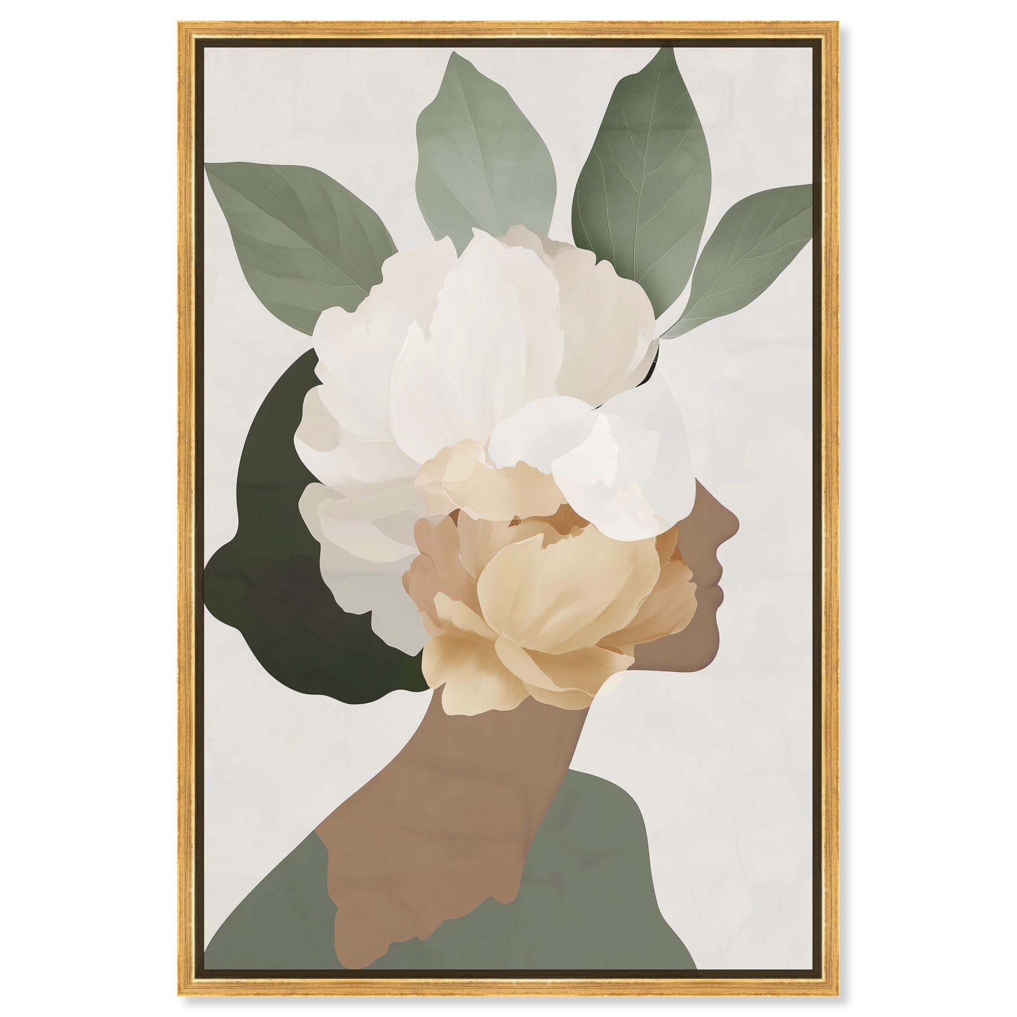 Floral Headpiece II Canvas Elegant Floral Art by Art Remedy, Gold Frame ...