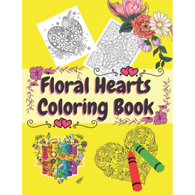 flower and hearts coloring pages