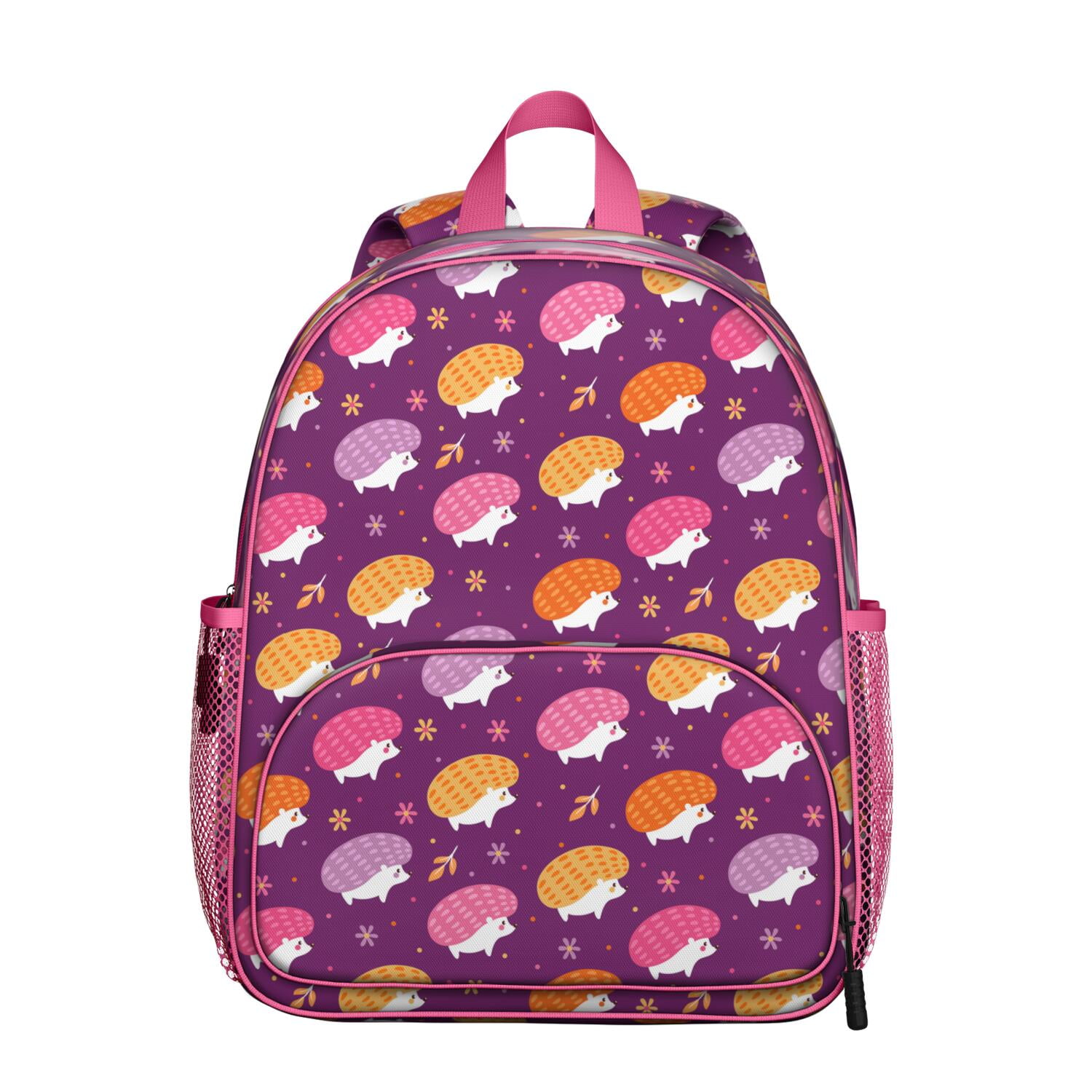 Floral Hedgehog Forest Cartoon Student Backpack – Cute Aesthetic Design ...