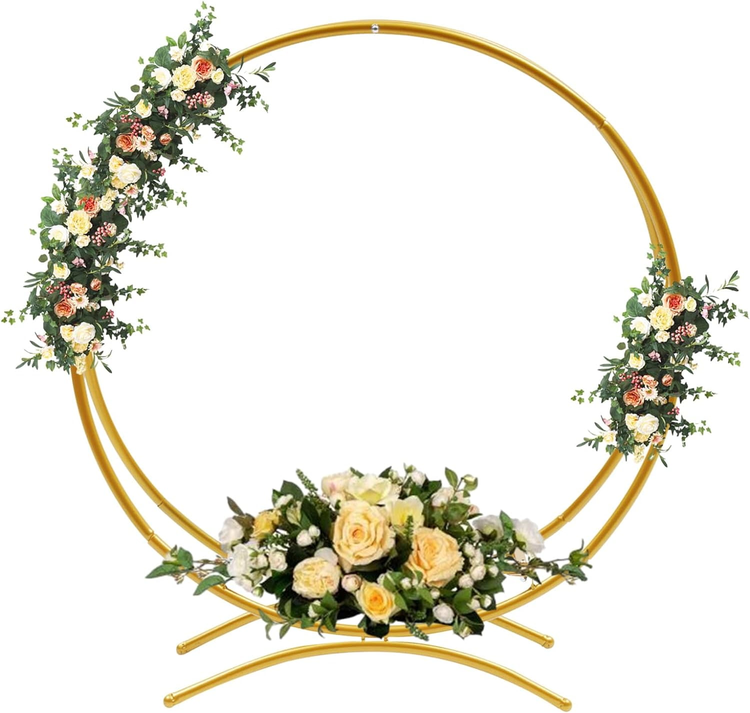 Floral Hoop Arch Metal Wedding Arches for Ceremony,Double Ring Arch ...