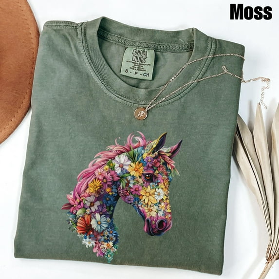 Floral Horse Shirt, Horse Lover Tee, Floral T-shirt, Gift For Her ...