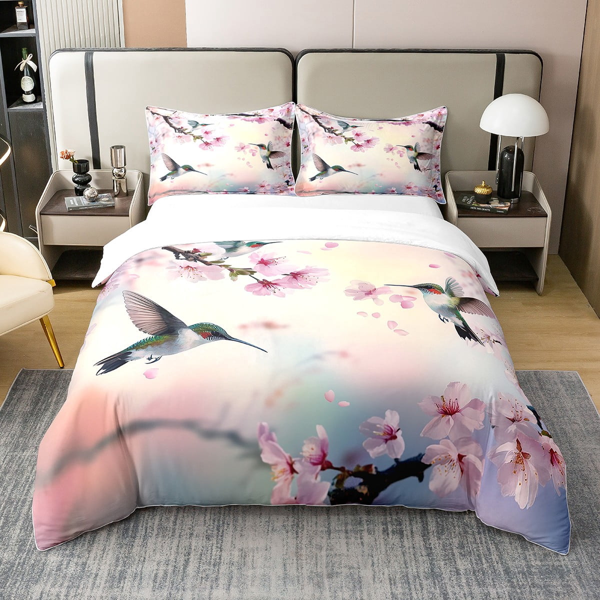 Floral Hummingbird 100% Natural Cotton Twin Comforter Cover Hummingbird ...