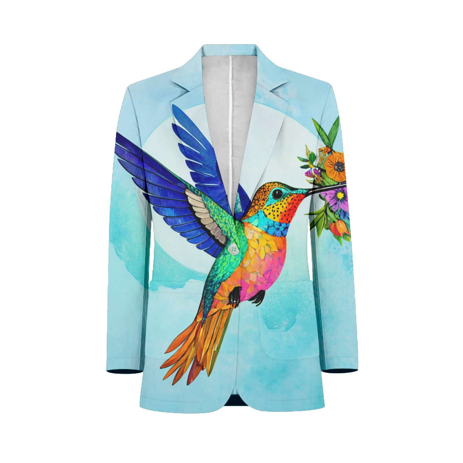 Floral Hummingbird Art Print Mens Suits Shawl Collar Slim Fit Suit Mens ...