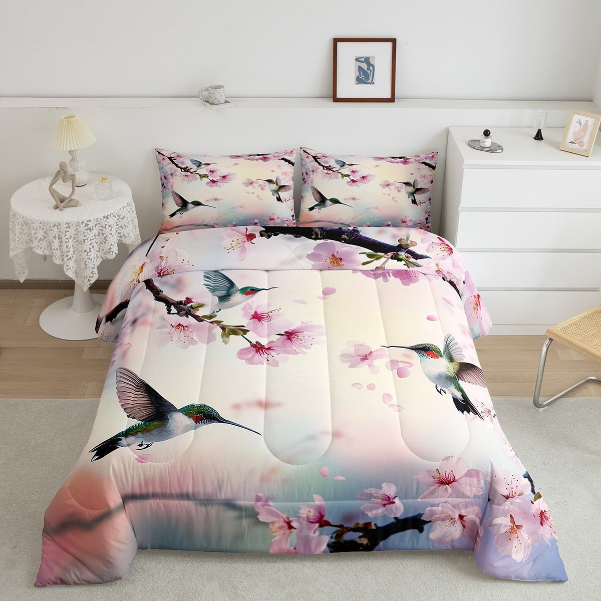 Floral Hummingbird Comforter Set Tropical Hummingbird Bedding Set Twin ...