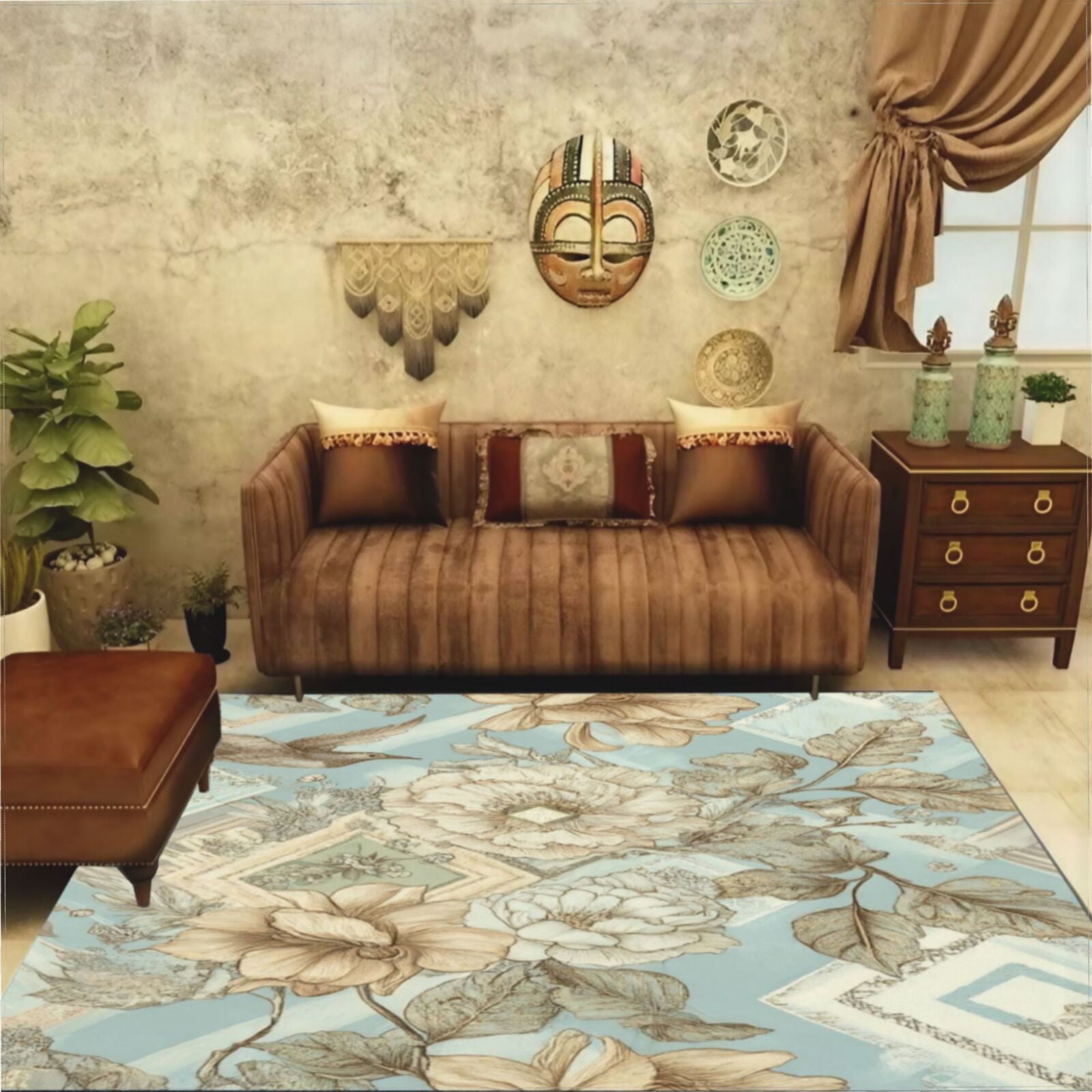 Floral Hummingbird Elegant Pattern Living Room ration Nordic Carpets ...
