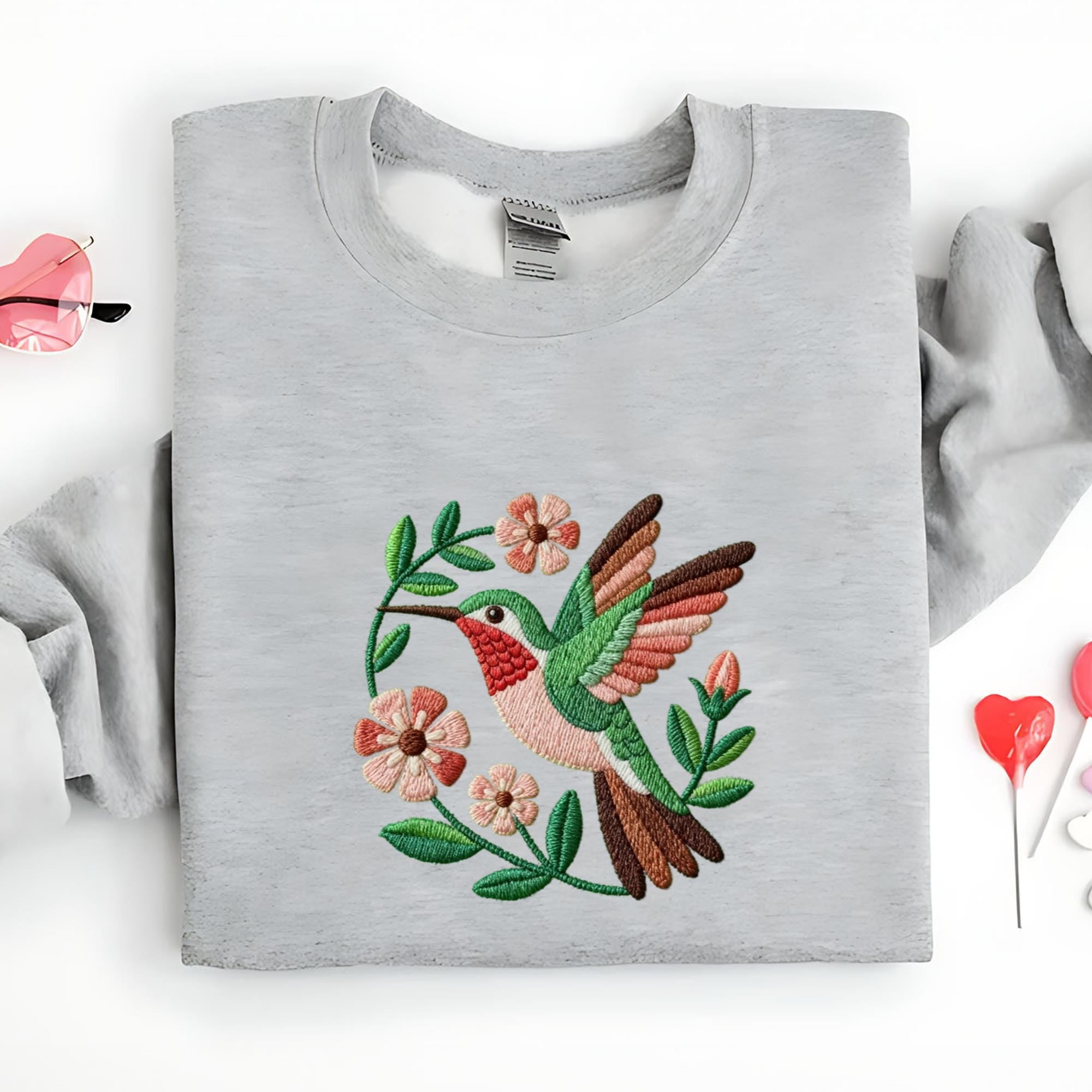 Floral Hummingbird Machine Embroidery Design: Boho Bird Flowers Pattern ...