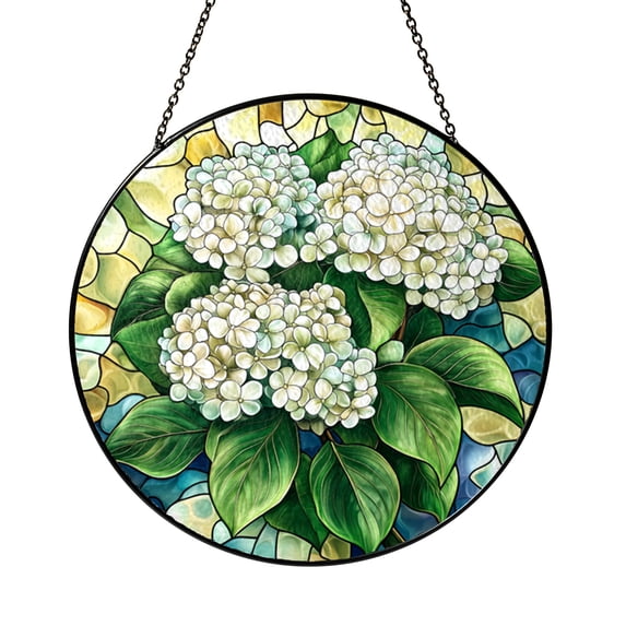 Floral Hydrangea Art Glass Style Decorative Window Hanging - Walmart.com